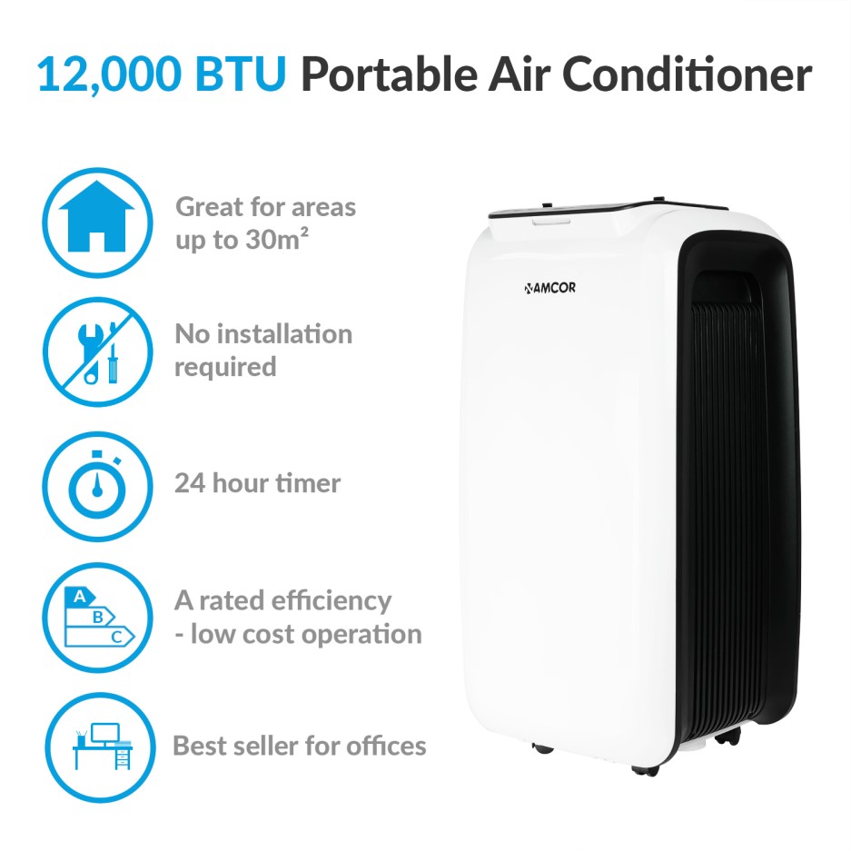 Buy Amcor 12000 Btu Portable Air Conditioner For Rooms Up To 30 Sqm