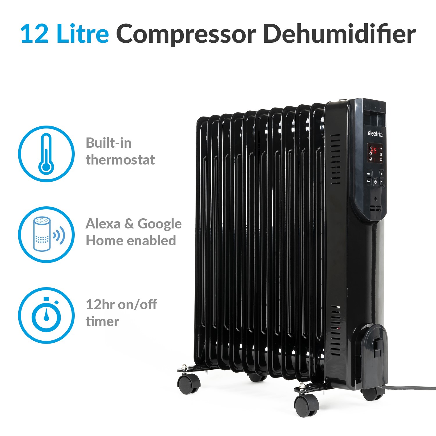 Buy GRADE A3 - electriQ 2.5kw Black Smart WiFi Alexa Oil Filled ...