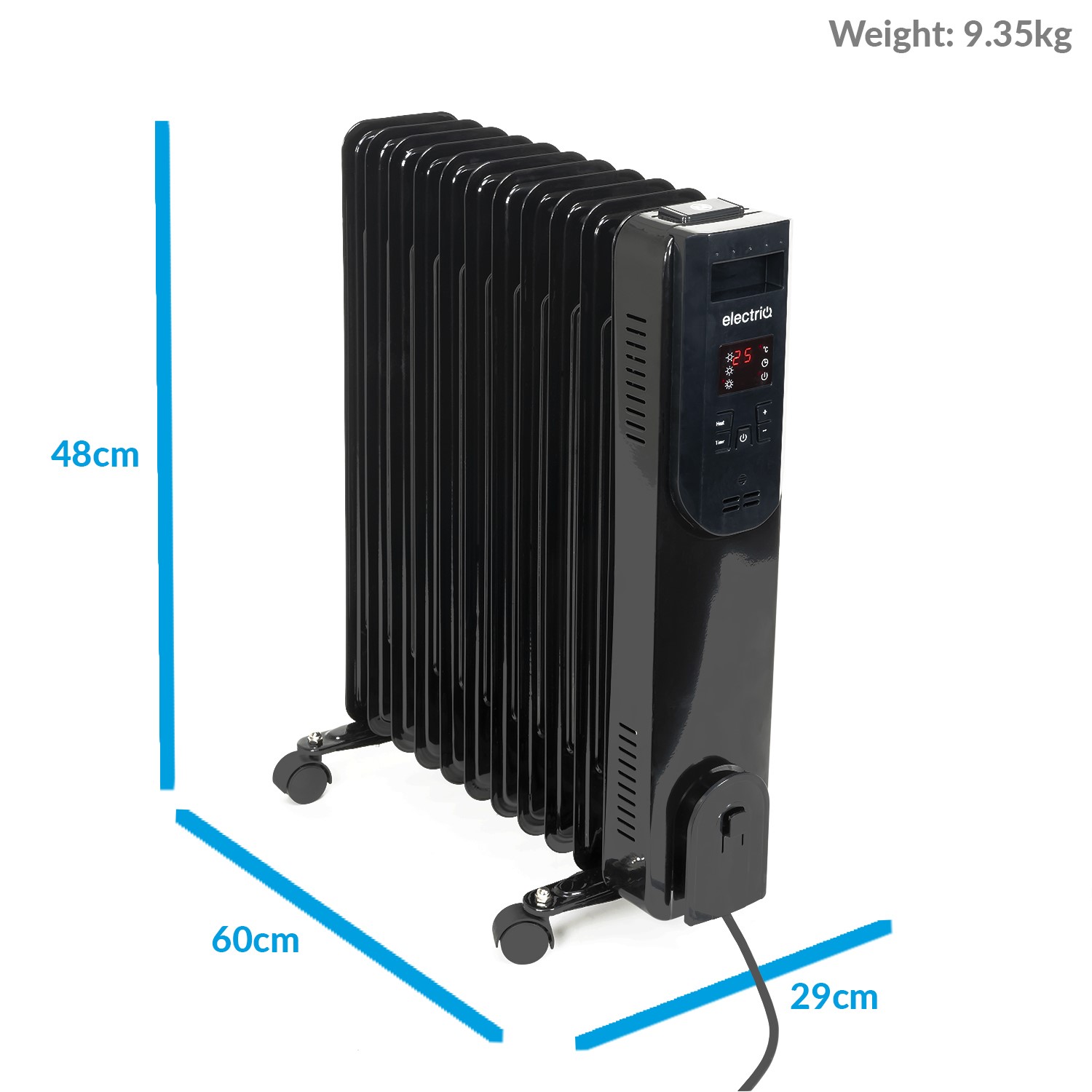 Buy GRADE A3 - electriQ 2.5kw Black Smart WiFi Alexa Oil Filled ...