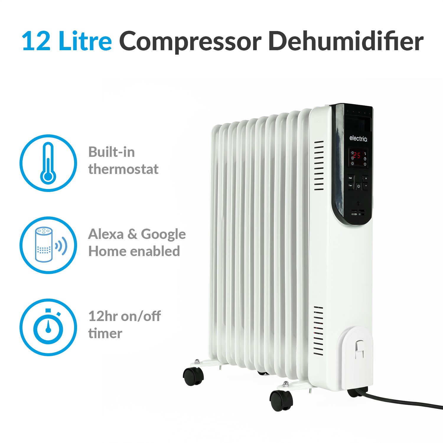 Buy GRADE A2 - electriQ 2.5kw Smart WiFi Alexa Oil Filled Radiator 11 ...