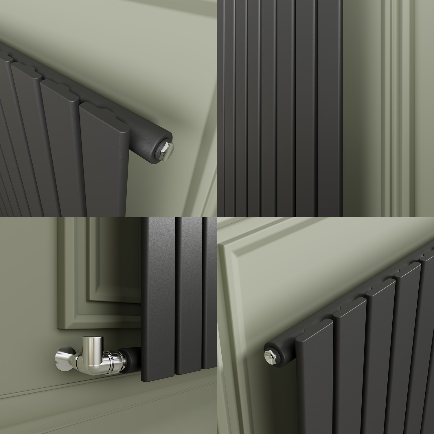 Buy Riace Anthracite Horizontal Flat Designer Radiator 800x408mm Single ...