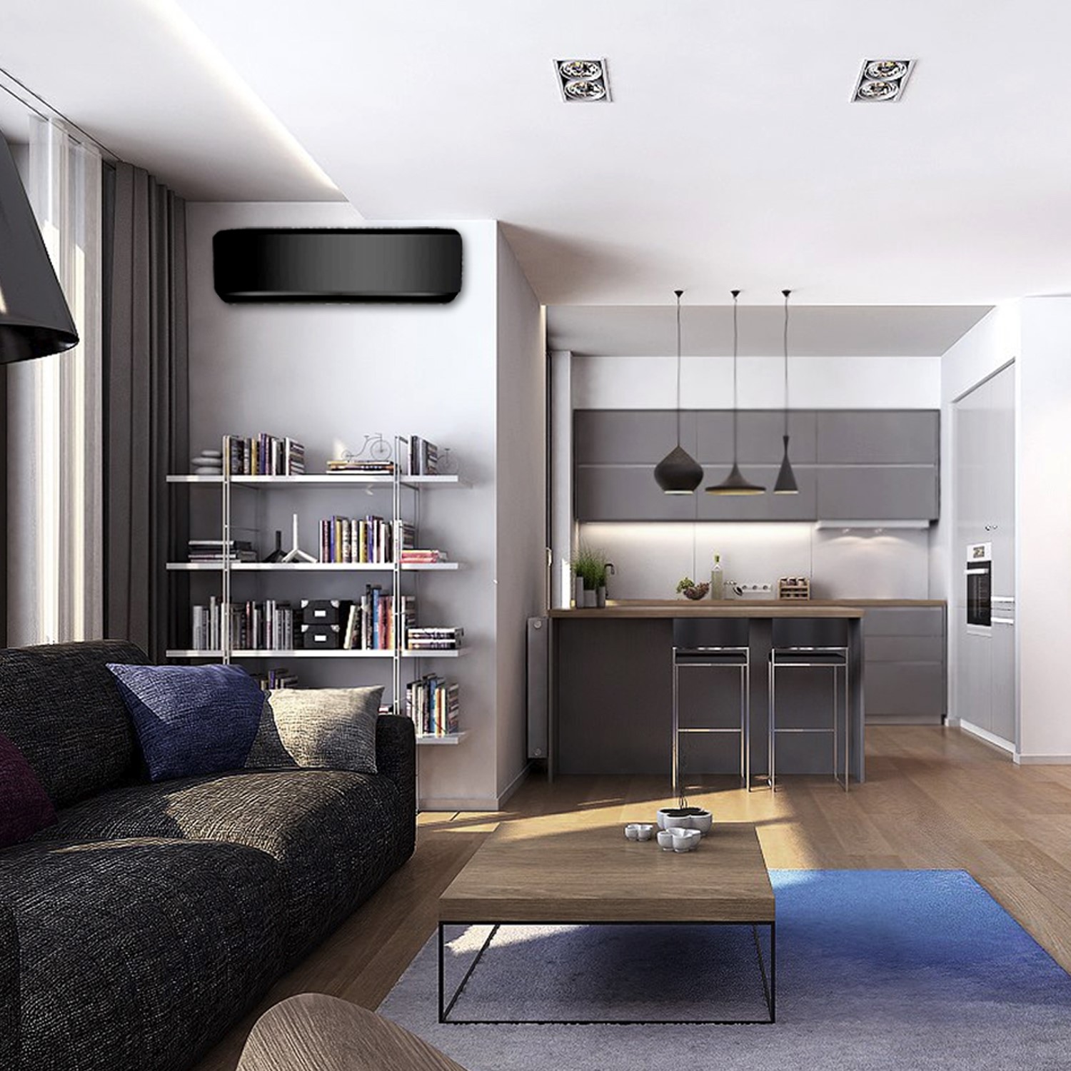 Buy GRADE A1 - 12000 BTU Black Smart Wall Mounted Split Air Conditioner ...