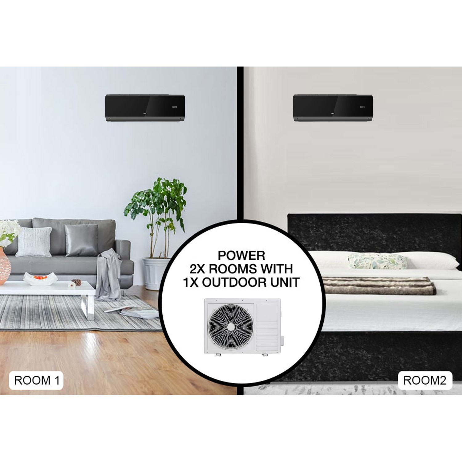 Buy electriQ Black Multi-Split 2x 12000 BTU WiFi Smart A++ Wall Air ...